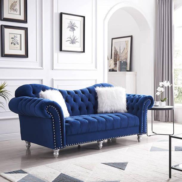 House of Hampton® Hildur 86'' Velvet Rolled Arm Chesterfield Sofa | Wayfair